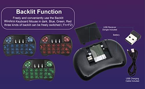 Wireless Mini Keyboard Remote Control Touchpad Mouse Combo Controller With Rgb Backlit For