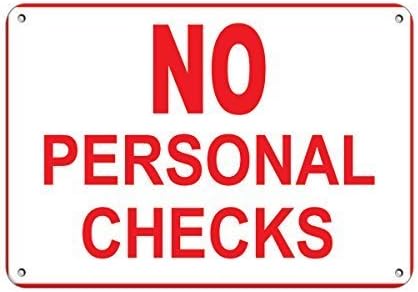 No Personal Checks Sign