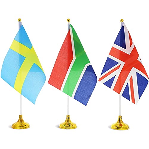 Set of 24 Small International Flags of the World on Stands for Desk ...