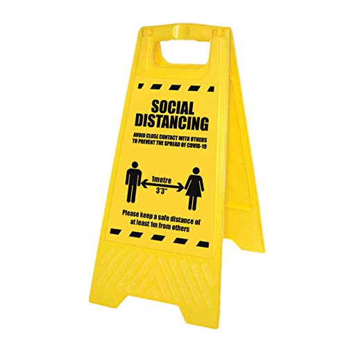 Please keep a safe 1m distance (yellow free-standing floor sign) – BigaMart