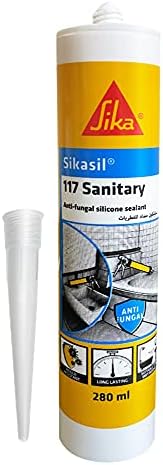 Sika Sikasil-117 Sanitary, Transparent, Anti-fungal acetoxy silicone sealant for sanitary ...