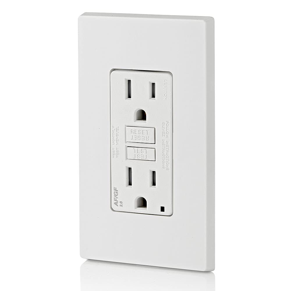 Leviton Dual-Function AFCI/GFCI Outlet, 15 Amp, Self Test, Tamper ...