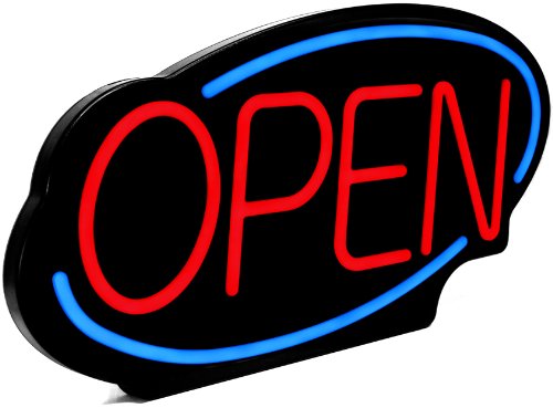 VPC Image Solutions Large Super Bright Oval LED Open Sign, Red and Blue ...