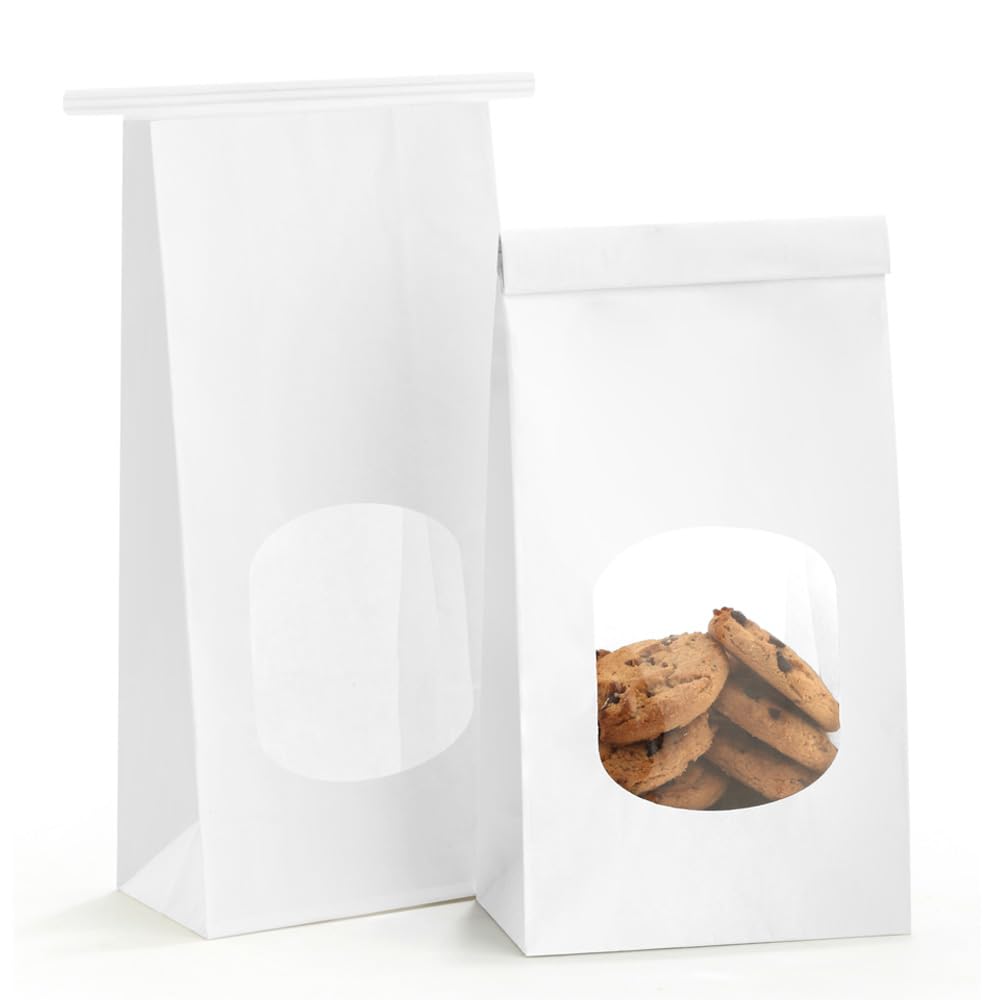 BagDream Bakery Bags with Window Kraft Paper Bags 100Pcs 4.5x2.36x9.6 ...