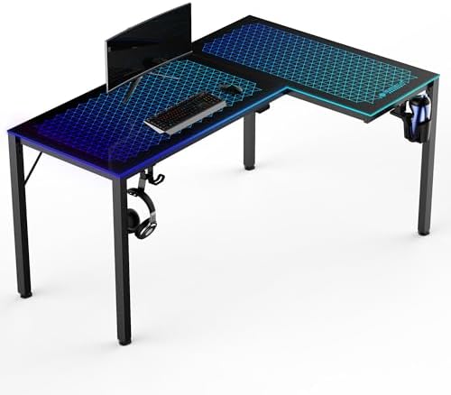 سعر EUREKA ERGONOMIC RGB LED Gaming Table L Shape 152.4 x 102.4 x 76.2 ...