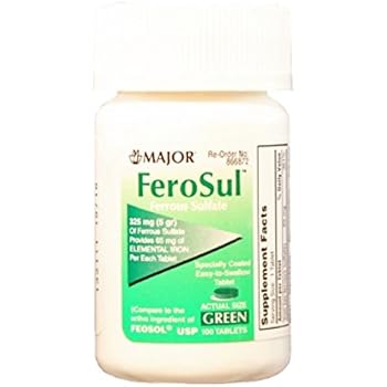 Amazon.com: [3 PACK] FeroSul® 325mg (5GR) Ferrous Sulfate Coated Easy ...