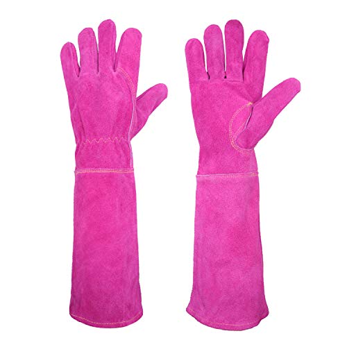 Rose Pruning Gloves for Women Long Sleeve Thorn Proof Cowhide Leather Gardening Gloves Gauntlet ...