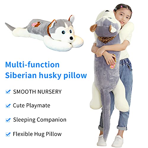Dalmao 39.3 inch Dog Stuffed Animals, Cuddly Husky Dog Plush Toys Puppy ...