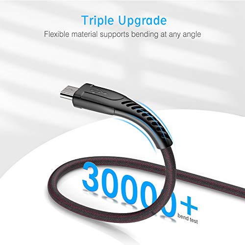 Micro USB Cable 6ft 3Pack Extra Long Charging Cord Nylon Braided Phone ...