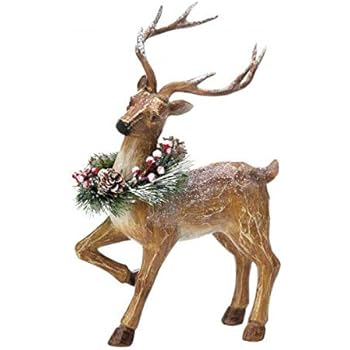 Amazon.com: Standing Reindeer with Woodland Animals 13.5 Inch Resin ...