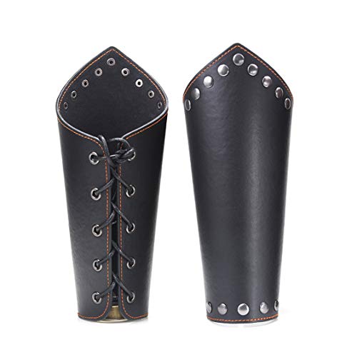 2 Pieces Leather Gauntlet Wristband - Medieval Leather Armor Bracers ...