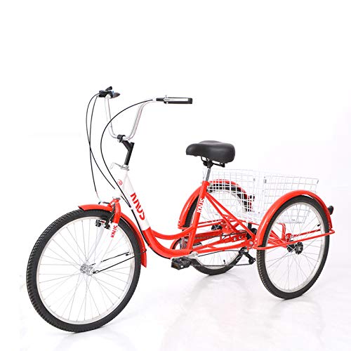 Knus Adult Tricycle Trikes,7 Speed 3-Wheel Bikes,24 Inch Wheels Cruiser ...