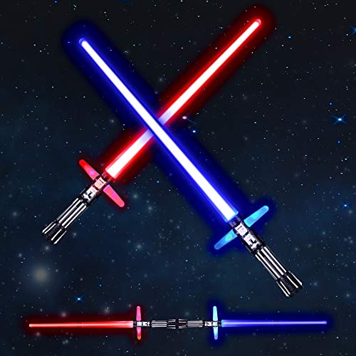 LED Light Saber Glow Sword - 2-in-1 FX Double Bladed Dual Sabers with ...