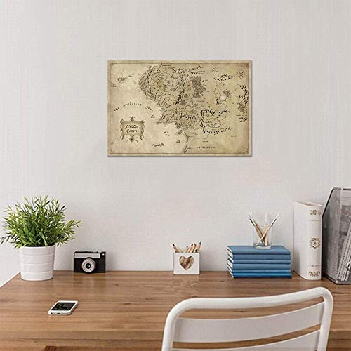 1 Piece Wall Art Picture Lord of the Rings Map Canvas Painting Map of ...