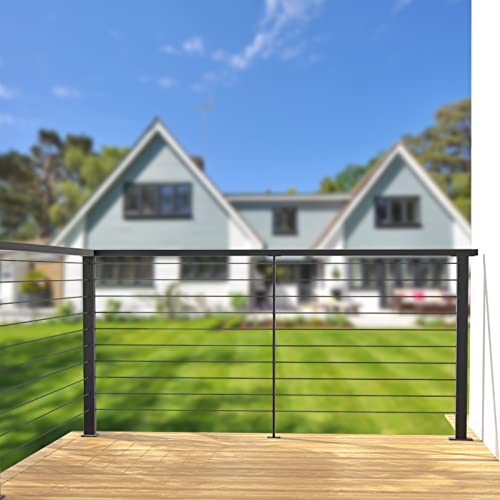 Muzata Cable Railing End Post Black Square Weldless Flat Top 42''x2''x2 ...