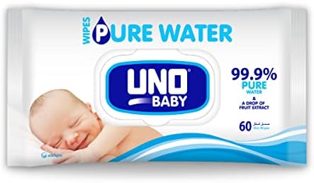 UNO Baby Pure Water Wipes 60 Wipes, White, Large price in Saudi Arabia ...
