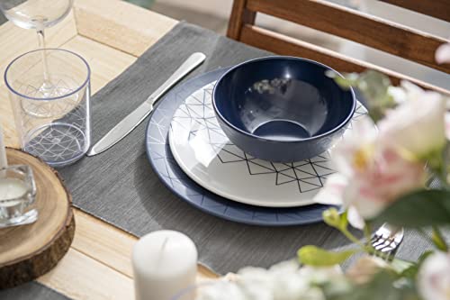 Bzyoo 12 Piece Melamine Plastic Dinnerware Set - Spidy French Navy ...