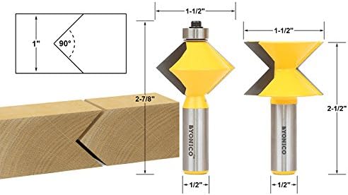 Yonico 15225-2 Bit Edge Banding Router Bit Set,”V” Design – Cutting ...
