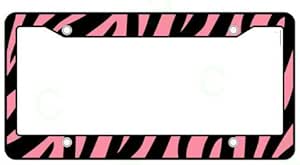Amazon.com: Pink Zebra Print License Plate Frame (Made of Plastic ...