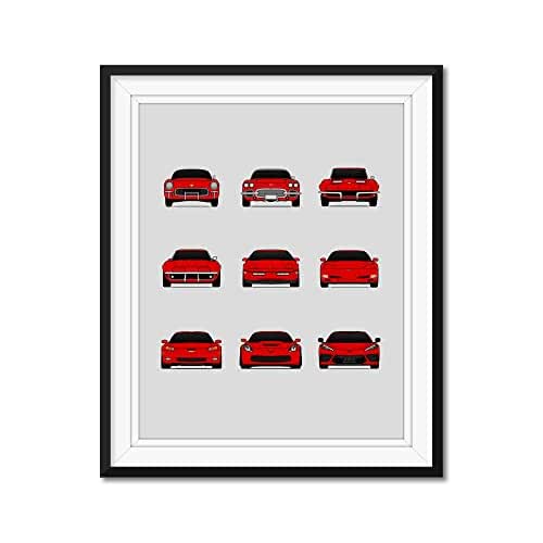 Chevy Corvette Generations Inspired Poster Print Wall Art Handmade ...