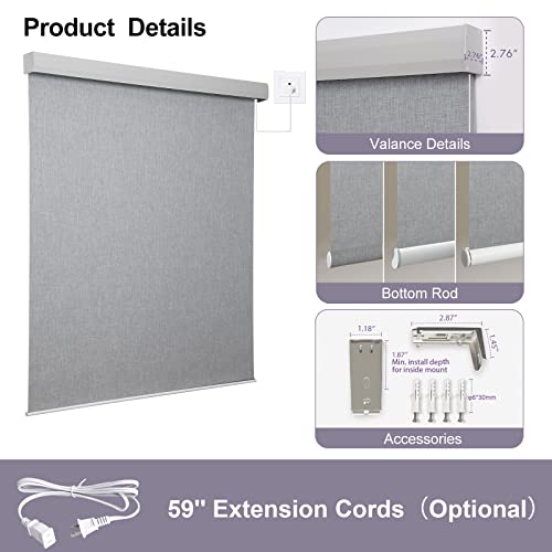 Graywind Motorized Shades 100% Blackout Compatible with Alexa Google WiFi Smart Hardwired Window ...