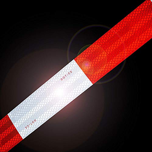 DOT-C2 Reflective Safety 2'' × 12' Tape Red White, Reflector Tape High Intensity Grade Trailer ...