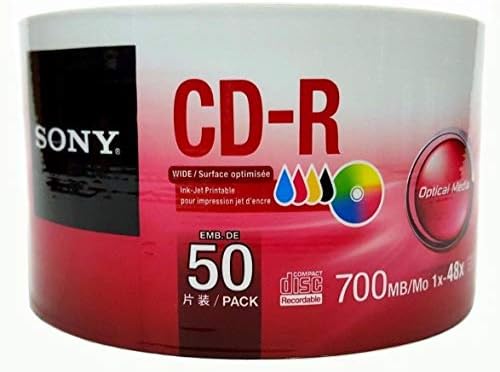 Sony 50 Pack Blank CD-R CDR White Inkjet Hub Printable 48X 700MB 80min ...