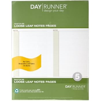Amazon.com : Day Runner Undated Planner Notes Refill, 8.5 x 11 Inches ...