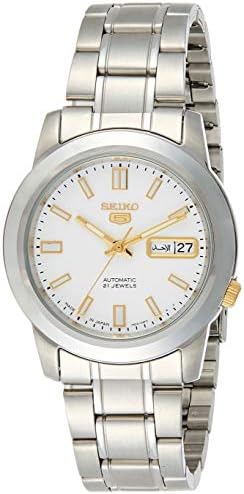 Seiko 5 Automatic Men's White Dial Stainless Steel Band Watch ...