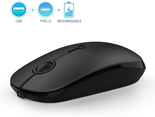 Type C Wireless Mouse, Dual Mode 2.4Ghz Rechargeable Slim Wireless ...