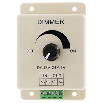 DC12-24V 8A PWM Manual Knob Dimmer Controller, 0%-100% PWM Dimming ...