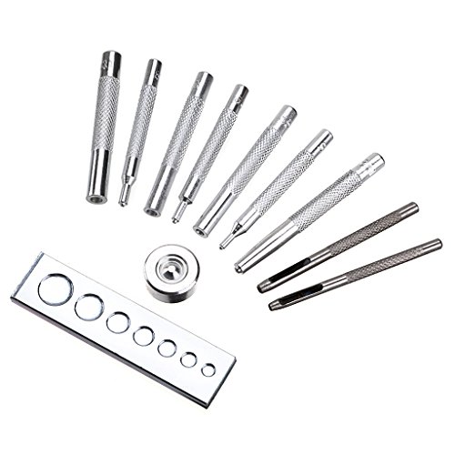 Buy Sumnacon Leathercraft Rivets Setter Tools - 11 Pcs Die Punch Snap Kit with Hollow Punch and ...