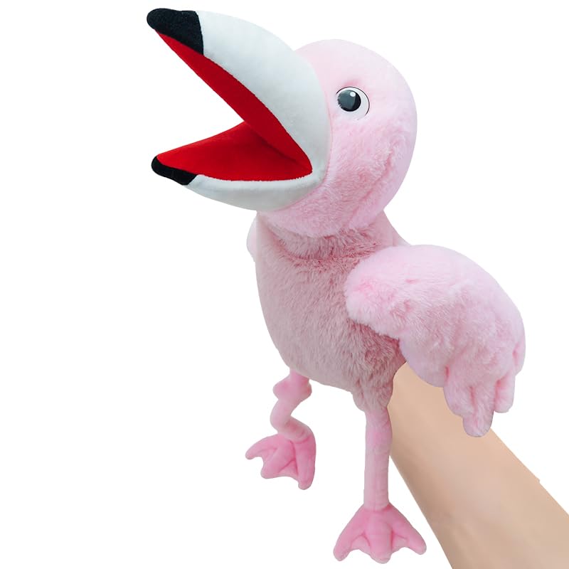okegztoa Puppets bird Flamingo Hand Puppet,13.8"Animal Puppet Flamingo ...