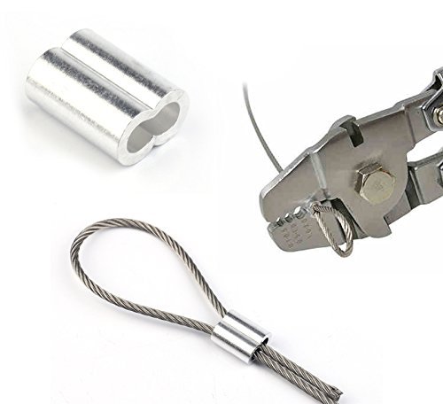 100 Packs Aluminum Wire Rope Crimp Loop Sleeve - Fits 4mm 5/32 in Wire ...