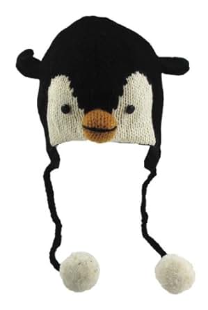 Amazon.com: Delux Penguin Wool Pilot Animal Cap/Hat with Ear Flaps and ...