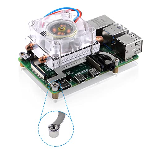 GeeekPi Raspberry Pi 4 PWM Fan, Raspberry Pi Low-Profile CPU Cooler with RGB Cooling Fan and ...
