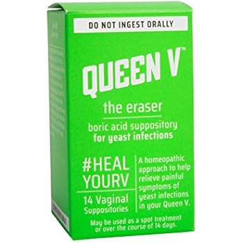 Amazon.com: Queen V The Eraser Yeast Infection Treatment | Boric Acid | 14 Vaginal Suppositories ...