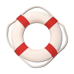 Amazon.com: 10" Red and White Life Preserver Ring for Tropical Beach ...