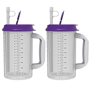 Amazon.com | (2) 32 oz Hospital Mugs with Purple Lids - Insulated Cold ...