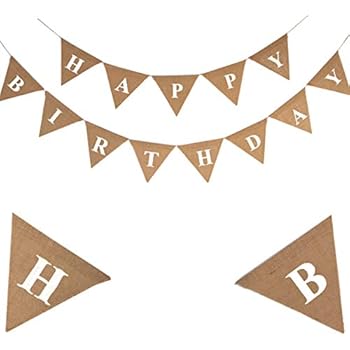 Amazon.com: Happy Birthday Banner- Burlap Banner - Rustic Burlap ...