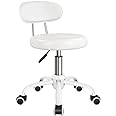Amazon.com: WKWKER Rolling Stool with Wheels Swivel Stool with Back ...