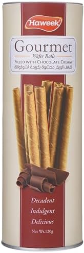 Haweek Gourmet Wafer Rolls Chocolate 70gm Tins price in Saudi Arabia ...