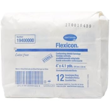 Amazon.com: Sterile Gauze Roll Bandage Flexicon 4'' 12 Rolls/box ...