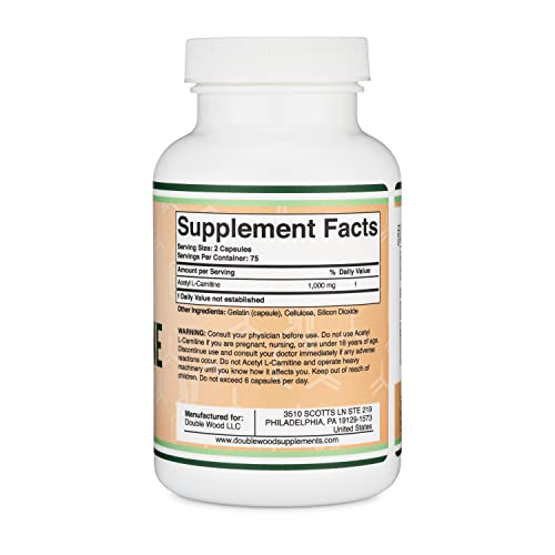 Acetyl L-Carnitine 1,000mg Per Serving, 150 Capsules (ALCAR for Brain ...