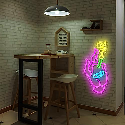 Hand Eye Neon Sign Hamsa Neon Lights Signs Evil Eye Hand Dimmable LED ...