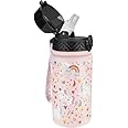 Amazon.com: GOPPUS Kids Water Bottle (Straw Lid) - 14 Oz Stainless Steel Travel Bottle, Double ...
