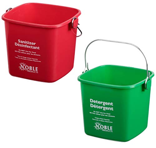 Small Red and Green, Detergent and Sanitizing Bucket - 3 Quart Cleaning ...