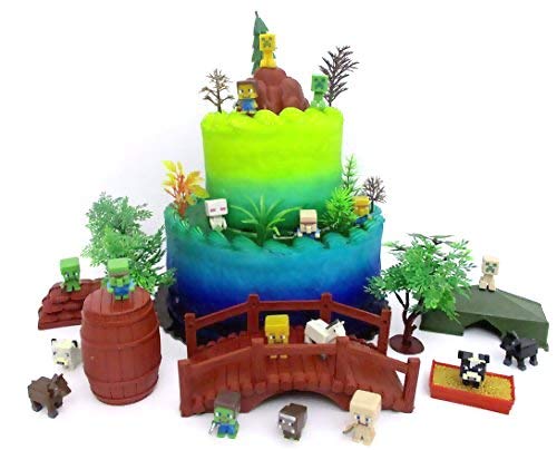 Buy Minecraft 30 Piece Deluxe Birthday Cake Topper Set Featuring Random ...