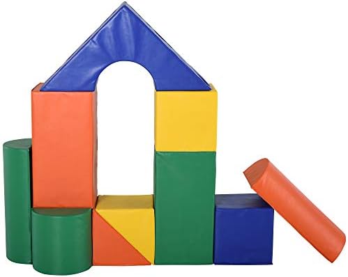 Soozier 11 Piece Soft Play Blocks Soft Foam Toy Building and Stacking ...