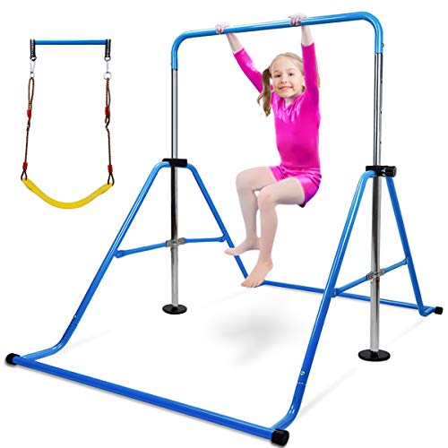 RAVS Gymnastics Bar for Kids with Swing Seat Set, 9 Adjustable Heights ...